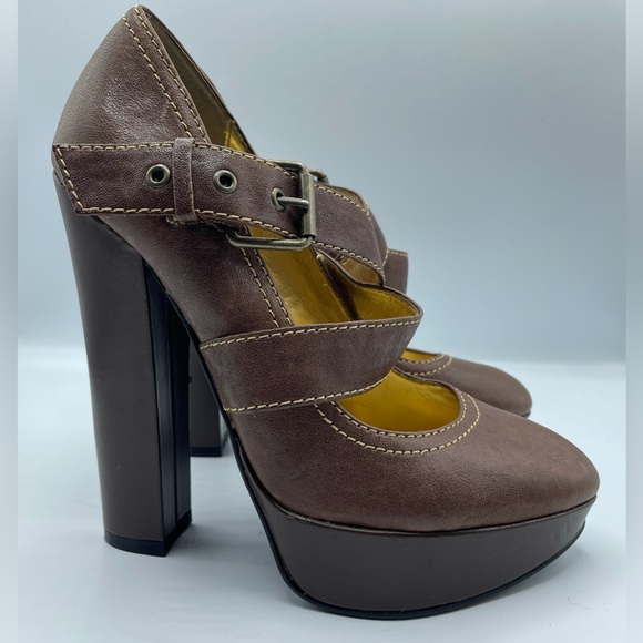 zinc | Shoes | Zinc Leather Platform Heel Size 75 | Poshmark